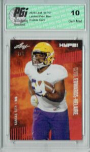 clyde edwards-helaire 2020 leaf hype! #36a red blank back 1/1 rookie card pgi 10