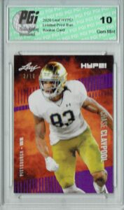 chase claypool 2020 leaf hype! #40 purple sp, only 10 made rookie card pgi 10