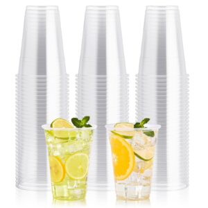 100 pack 16 oz clear plastic cups, cold party drinking cups, clear disposable cups fruit/ice cream/cupcake/iced cold drinks