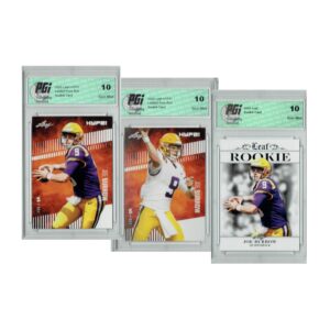 3) joe burrow 2020 leaf hype! #30, 30a, exclusive #2 rookie card lot pgi 10