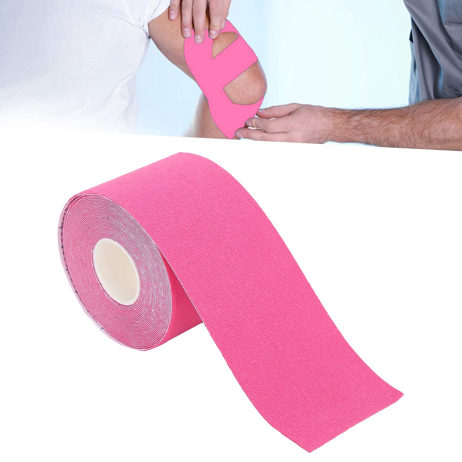 Kinesiology Tape, Waterproof Sports K Tape Roll Kinetic Tape for Muscles & Joints, Pain Relief and Injury Recovery, 5cm X 5m(Pink)