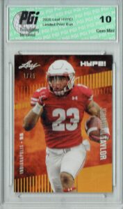 jonathan taylor 2020 leaf hype! #38 gold, the 1 of 25 rookie card pgi 10