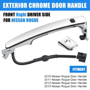 FAERSI Exterior Chrome Door Handle Front Left Driver Side Smart Entry Keyless Replacements for 2008-2013 Nissan Rogue Replaces#15861, 80640-CZ31B 80640-CZ31A, 80645-CA000