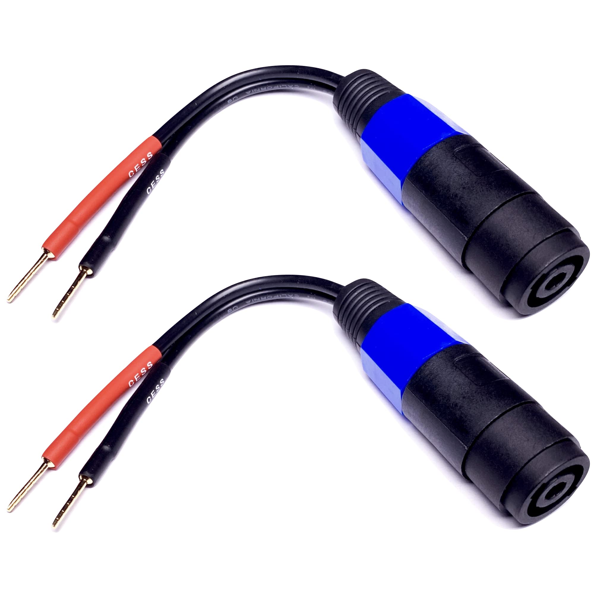 CNCESS CESS-170 Pin Banana Plug to Female Speakon Speaker Adapter Cable 12AWG - 2 Pack (Pin Banana)