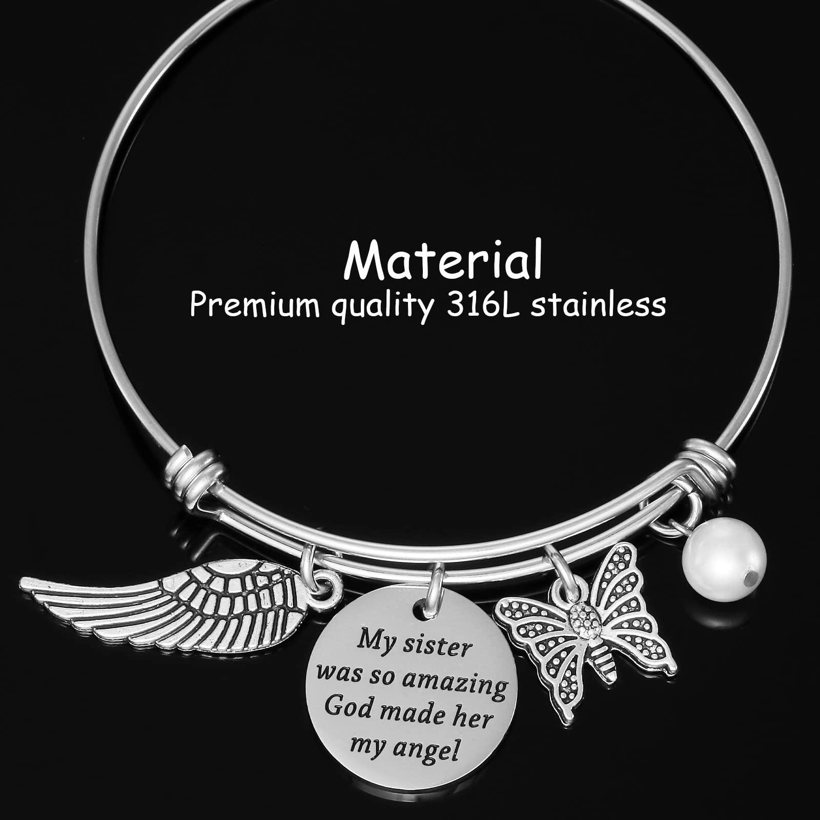 HUTIMY Sister Memorial Gifts Bracelet for Women in Remembrance My Sister Sympathy Grieving Berevment Memorial Charm Bracelets Memory Bracelet for a Loss Sisters Bracelet