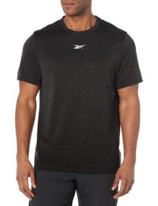 reebok men's standard workout ready tee, night black/white vector logo, x-large