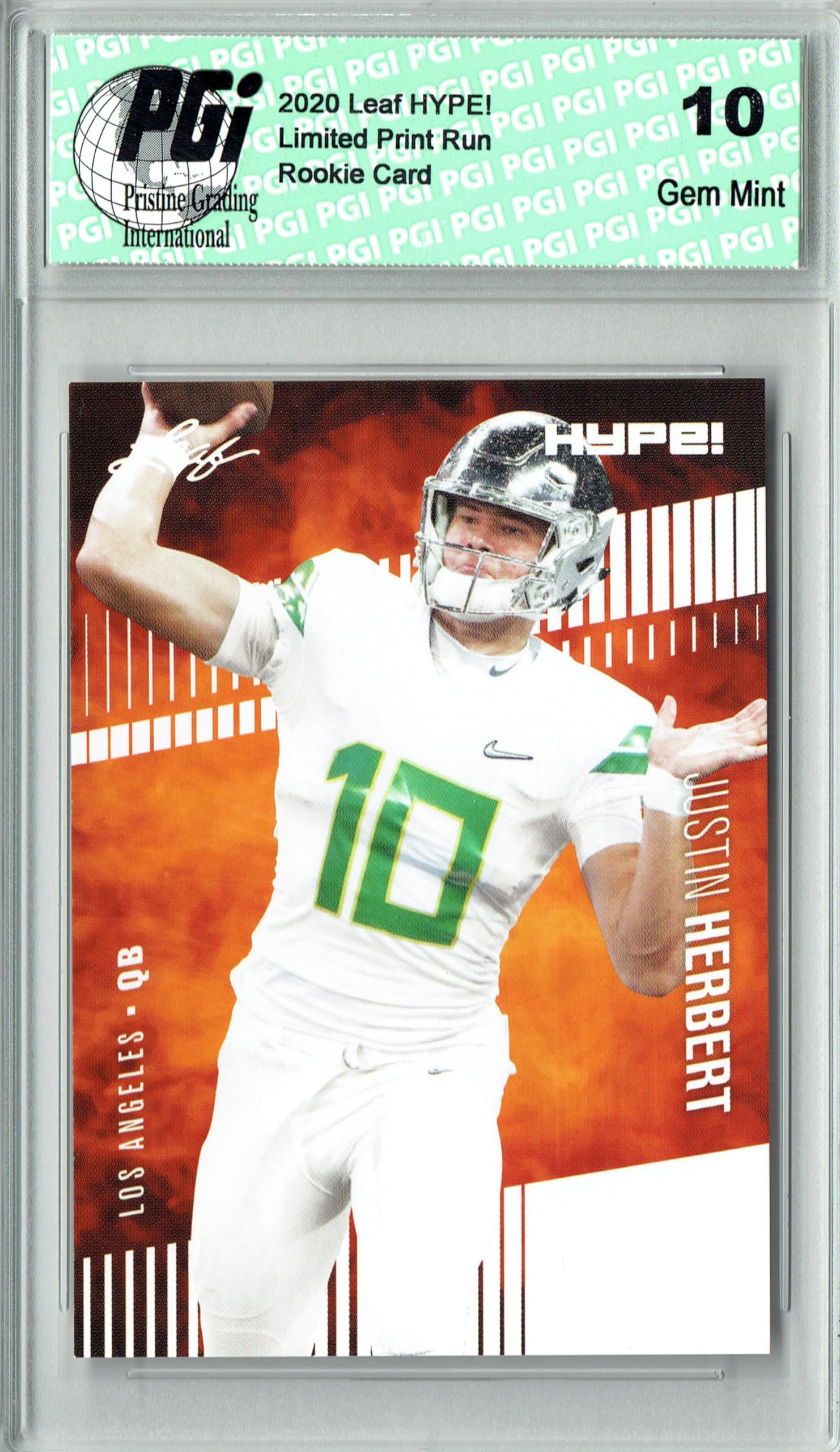 Justin Herbert 2020 Leaf HYPE! #27A Only 5000 Made Rookie Card PGI 10