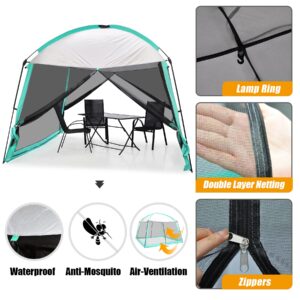 GREGIN Screen House Room 11x11 Ft Mesh Net Tent Canopy Shelter Gazebo, Easy Setup & Waterproof & Sunshade, Suitable for Camping Trip, Backyard, Beach, Picnic - Blue