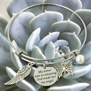 HUTIMY Sister Memorial Gifts Bracelet for Women in Remembrance My Sister Sympathy Grieving Berevment Memorial Charm Bracelets Memory Bracelet for a Loss Sisters Bracelet