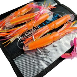 Squidnation Pakula Game Fish 8 Inch Long Tail Flippy Floppy Fishing Daisy Chain Tuna & Marlin by Lobo Lures (Brad J Glow), Medium