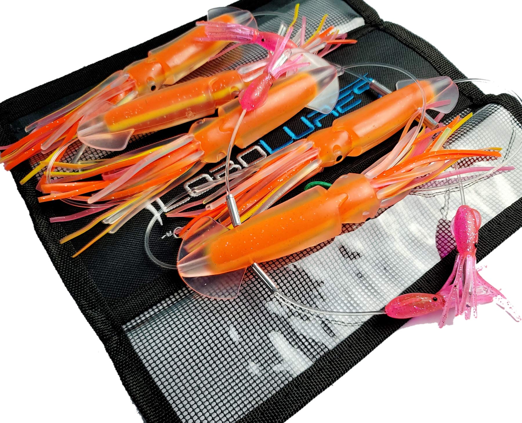 Squidnation Pakula Game Fish 8 Inch Long Tail Flippy Floppy Fishing Daisy Chain Tuna & Marlin by Lobo Lures (Brad J Glow), Medium