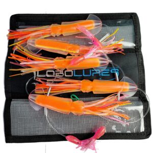 Squidnation Pakula Game Fish 8 Inch Long Tail Flippy Floppy Fishing Daisy Chain Tuna & Marlin by Lobo Lures (Brad J Glow), Medium