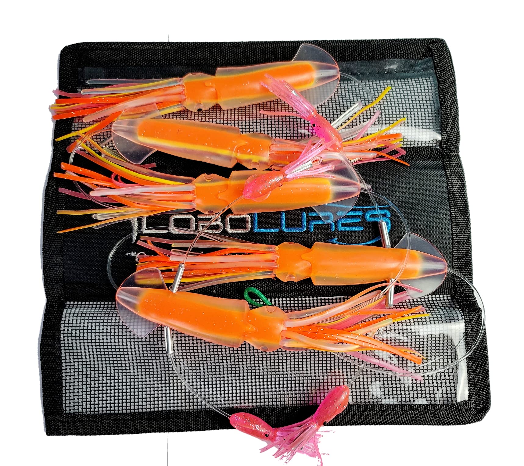 Squidnation Pakula Game Fish 8 Inch Long Tail Flippy Floppy Fishing Daisy Chain Tuna & Marlin by Lobo Lures (Brad J Glow), Medium