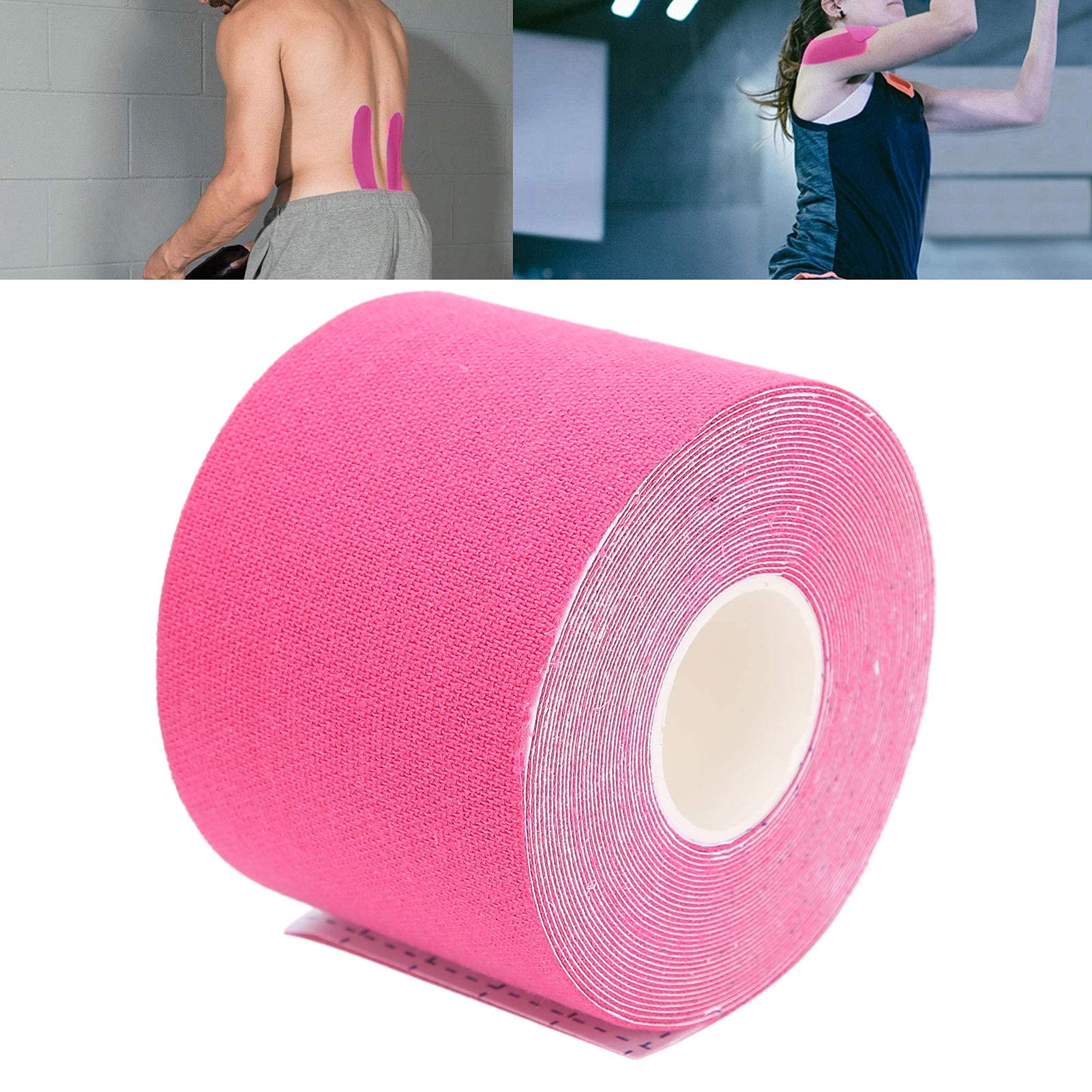 Kinesiology Tape, Waterproof Sports K Tape Roll Kinetic Tape for Muscles & Joints, Pain Relief and Injury Recovery, 5cm X 5m(Pink)