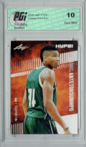 giannis antetokounmpo 2019 leaf hype! #32 only 5000 made rare card pgi 10