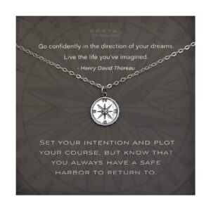 efytal inspirational daughter gifts, sterling silver or gold plated studded compass necklace, graduation gifts for women, friendship necklace, new job unique gifts for women