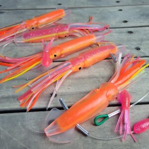 Squidnation Pakula Game Fish 8 Inch Long Tail Flippy Floppy Fishing Daisy Chain Tuna & Marlin by Lobo Lures (Brad J Glow), Medium