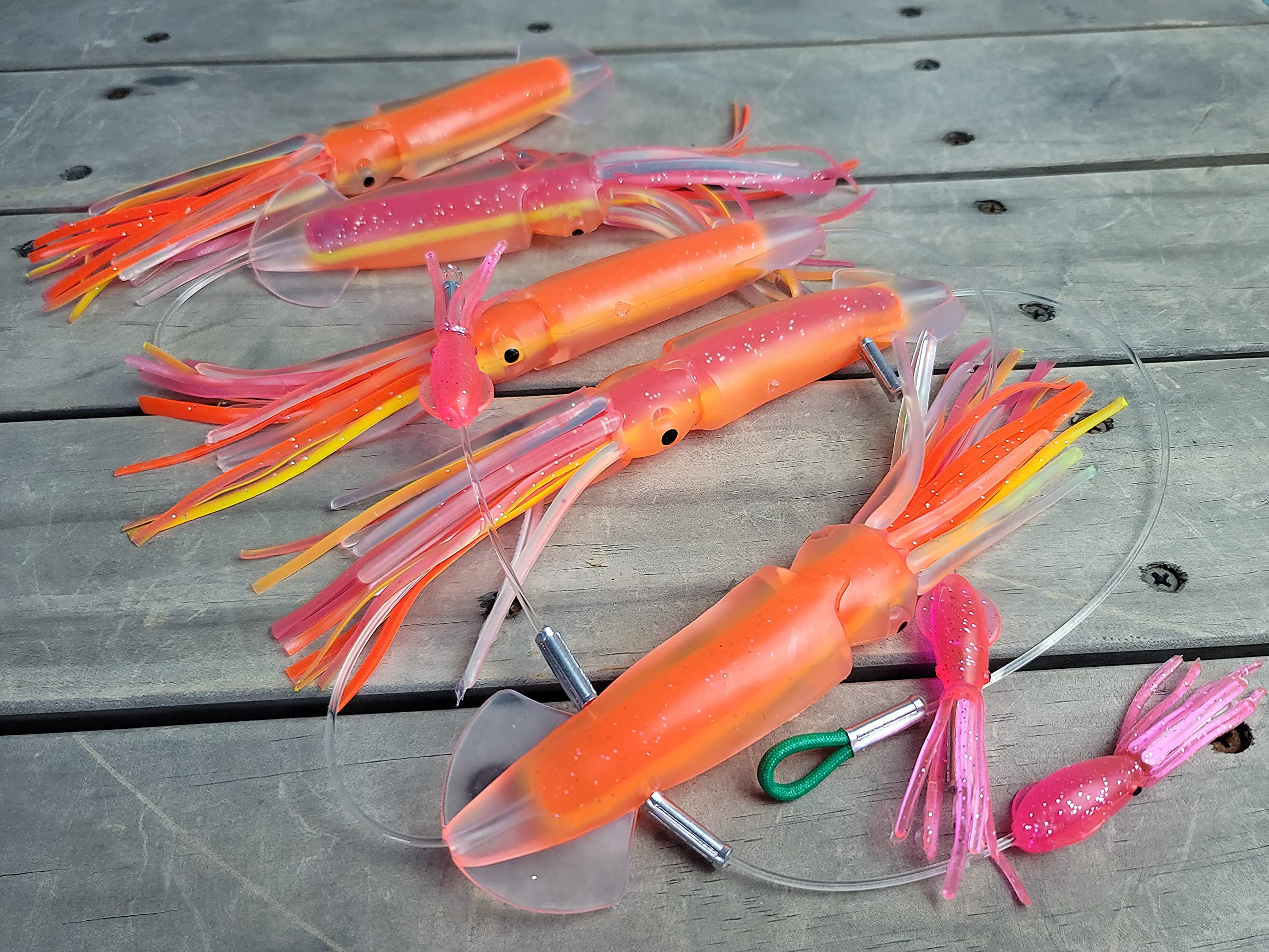 Squidnation Pakula Game Fish 8 Inch Long Tail Flippy Floppy Fishing Daisy Chain Tuna & Marlin by Lobo Lures (Brad J Glow), Medium