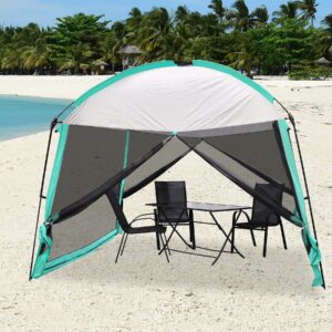 GREGIN Screen House Room 11x11 Ft Mesh Net Tent Canopy Shelter Gazebo, Easy Setup & Waterproof & Sunshade, Suitable for Camping Trip, Backyard, Beach, Picnic - Blue