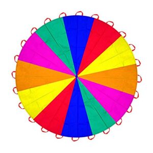 amyese 16.4ft rainbow parachute for outdoor party games, kids play parachute group cooperative team game toys, family get-together entertainment