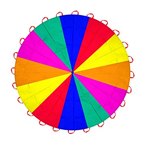 AMYESE 16.4ft Rainbow Parachute for Outdoor Party Games, Kids Play Parachute Group Cooperative Team Game Toys, Family Get-together Entertainment