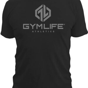 Gym Life Men's Power Up Athletic Performance Short Sleeve Workout T-Shirt, Black (LARGE)