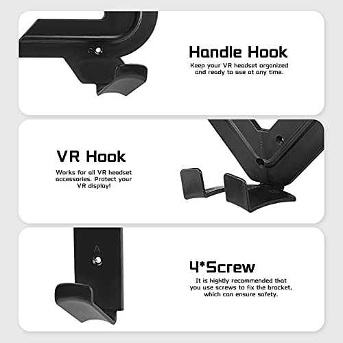 Geekria VR Gaming Wall Mount Headset Storage Stand Hook Compatible with PSVR 2, Meta Quest 2, VR Stands Compatible with HTC Vive, Playstation VR, Vive Pro, Valve Index, Mixed Reality Headsets