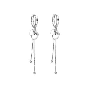 sluynz 925 sterling silver disc dangle earrings hoop for women coin hoop earrings tassel (a-silver)