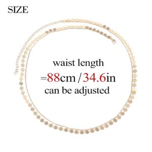 Bodiy Sequines Layered Waist Belly Chain Belt Gold Thin Body Chains Bikini Jewelry for Women and Girls