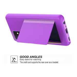 Asuwish Compatible with Moto G Stylus 2021 4G Case and Tempered Glass Screen Protector Cover Card Holder Slot Kickstand Phone Cases for Motorola GStylus 6.8 Stylo XT2115DL XT2115-1 Women Men Purple