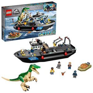 lego jurassic world baryonyx dinosaur boat escape 76942 building kit; cool toy playset for creative kids; new 2021 (308 pieces)