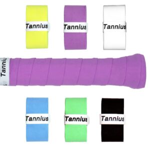 tannius tennis racket grip tape, 6 pack tacky tennis grips, absorbent and enhanced tennis racquet overgrip (6-pack mixed colors)