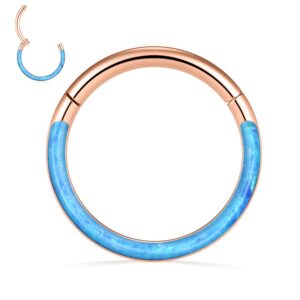 arowro rook helix earrings sleeper earring nose hoop 316l surgical steel opal 8mm 16g rose gold cartilage daith tragus piercing jewelry septum clicker