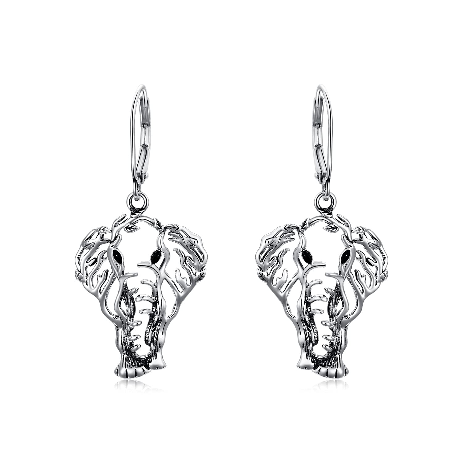 RMREWY Elephant Earrings 925 Sterling Silver Tree-of-Life Dangle Earrings for Women Elephant Jewelry Birthday Gift for Women