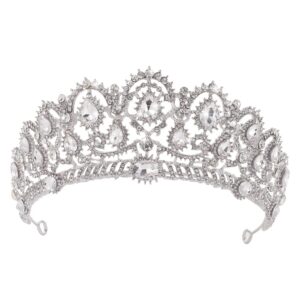 Kamirola Crystal Silver Crown for Women,Queen crown Rhinestone Queen Tiaras for Wedding, Birthday, Prom, Pageant, Festival Party Hair Accessories