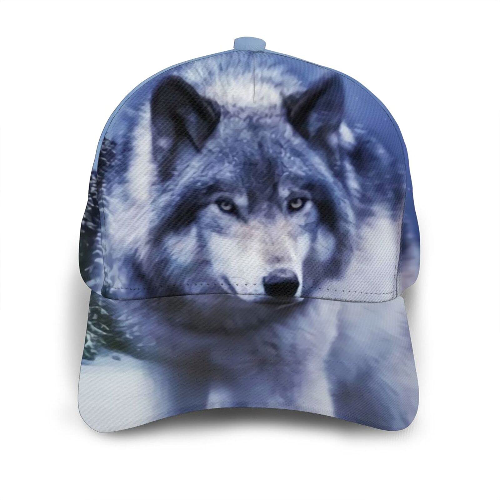 Wolf Baseball Cap Women Ponytail Cap Adjustable Baseball hat for Unisex Washed Trucker