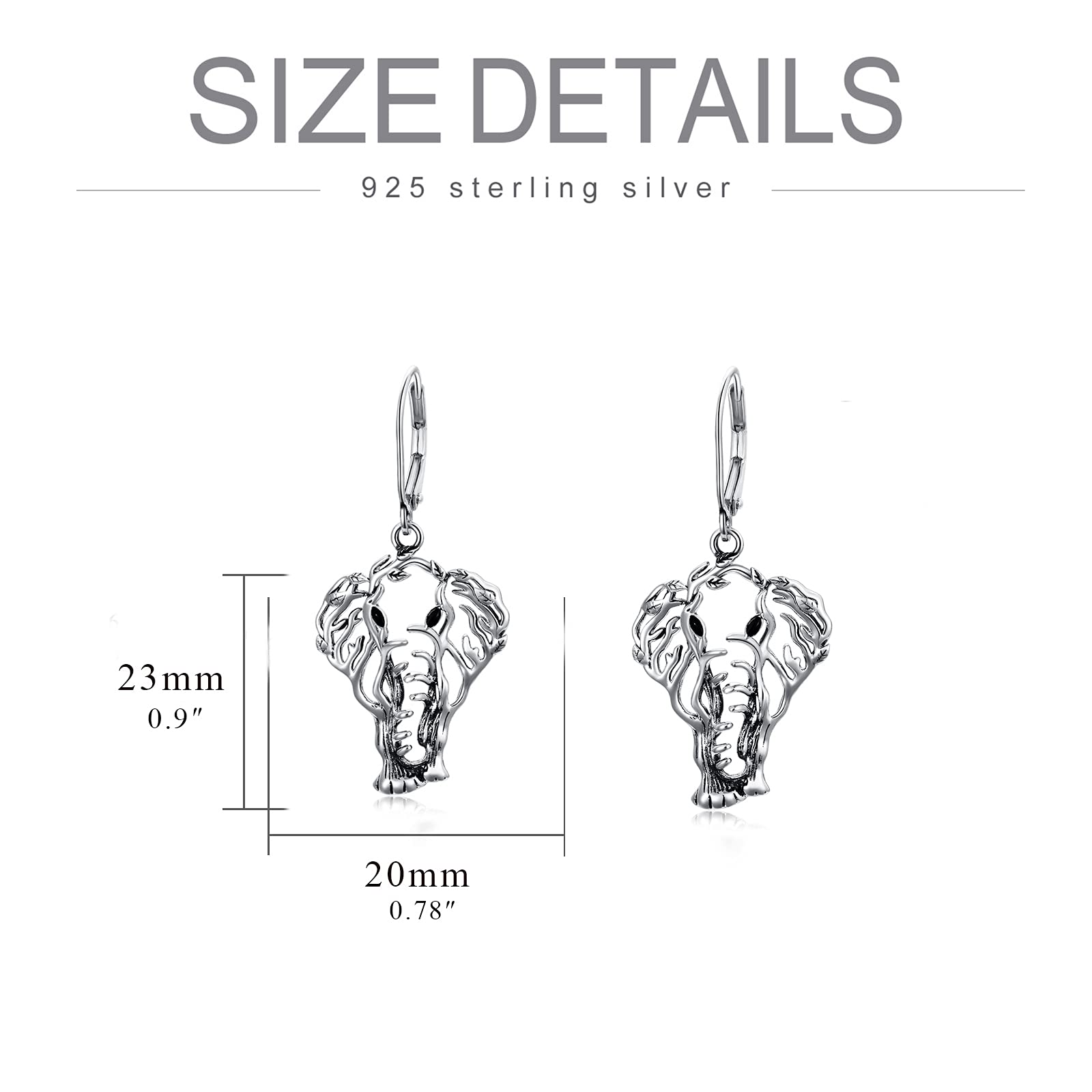 RMREWY Elephant Earrings 925 Sterling Silver Tree-of-Life Dangle Earrings for Women Elephant Jewelry Birthday Gift for Women