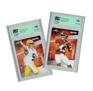 joe burrow & tua tagovailoa 2020 leaf hype! #29& 30a -2) rookie card lot pgi 10