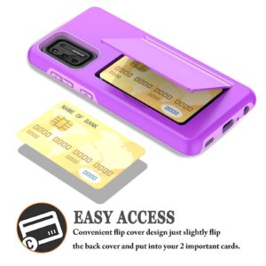 Asuwish Compatible with Moto G Stylus 2021 4G Case and Tempered Glass Screen Protector Cover Card Holder Slot Kickstand Phone Cases for Motorola GStylus 6.8 Stylo XT2115DL XT2115-1 Women Men Purple