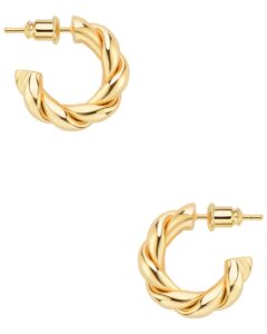 wowshow chunky gold hoop earrings, twisted hoop earrings lightweight gold hoops for women 14k gold plated hypoallergenic for sensitive ears 20mm