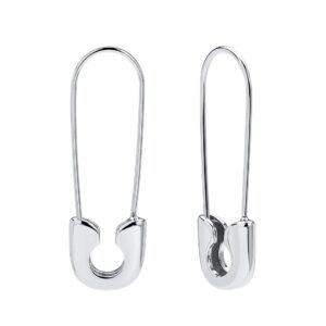 silver safety pin earrings minimalist jewelry gift for women