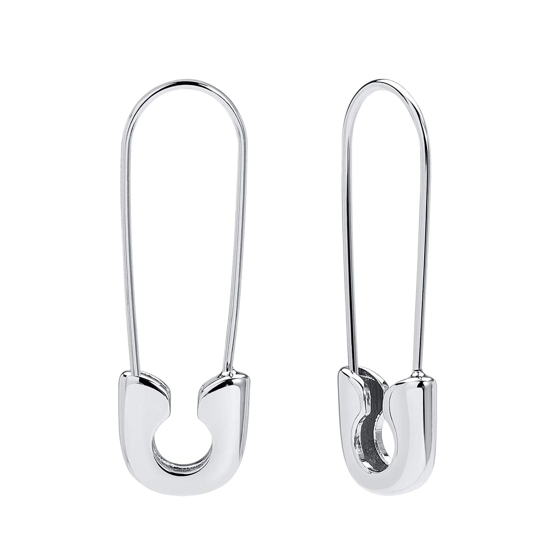 Silver Safety Pin Earrings Minimalist Jewelry Gift for Women