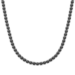 richsteel cubic zirconia tennis chain for men women 18 inch black cz necklace chain