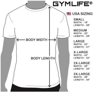 Gym Life Men's Power Up Athletic Performance Short Sleeve Workout T-Shirt, Black (LARGE)