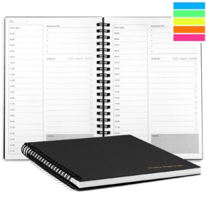 qicenck daily planner, undated hourly planner 150 pages,to do list notebook, time management manual and planner, 5.2"x7.5" black