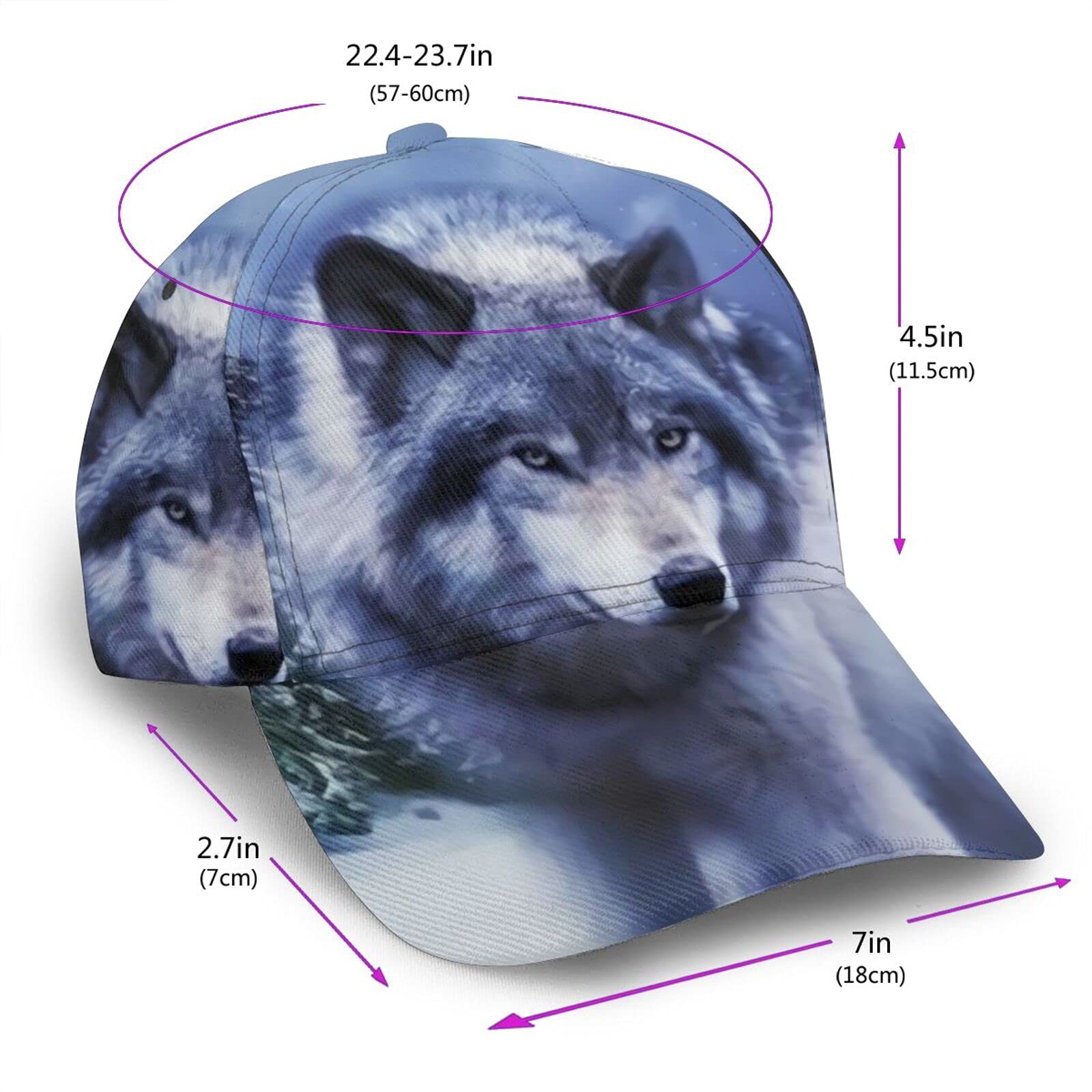 Wolf Baseball Cap Women Ponytail Cap Adjustable Baseball hat for Unisex Washed Trucker