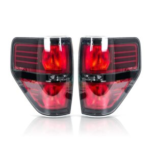 wztepeng f150 pickup rear tail light compatible with 2009 2010 2011 2012 2013 2014 ford f150 f-150 passenger and driver side smoked taillights replaces bl3z13404ab