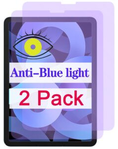 umhlaba 2 pack anti bluelight screen protector for ipad air 5 (2022) and for ipad air 4 (2020) tempered glass 10.9 inch air5 air4 5th 4th generation 9h hardness film blue light blocked