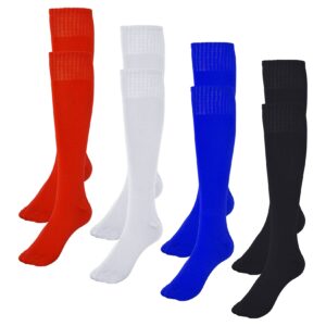 dxhycc 4 pairs knee high socks casual solid knit knee socks for men and womens