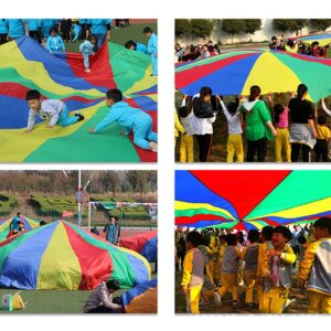 AMYESE 16.4ft Rainbow Parachute for Outdoor Party Games, Kids Play Parachute Group Cooperative Team Game Toys, Family Get-together Entertainment